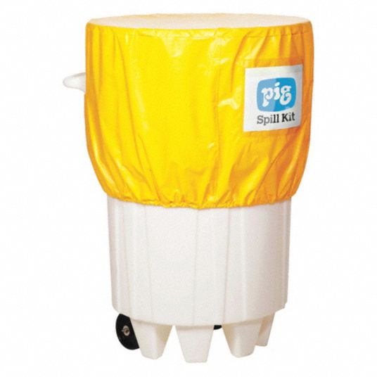 PIG, Yellow, 95 gal Wheeled Spill Kit/Overpack, Overpack Cover - 452L43 ...
