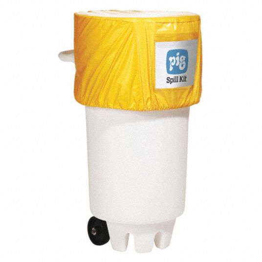 PIG, Yellow, 50 gal Wheeled Spill Kit/Overpack, Overpack Cover - 452L45 ...
