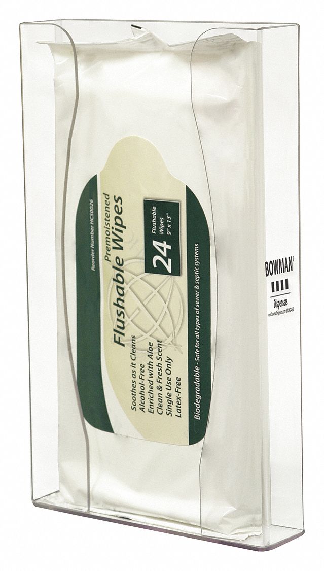 BOWMAN DISPENSERS, 6 3/16 in Overall Wd, 1 7/16 in Overall Dp, Wipe ...