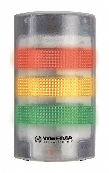 WERMA, 3 Tier, Green/Red/Yellow, Tower Light Assembly - 452R60|69110068 ...