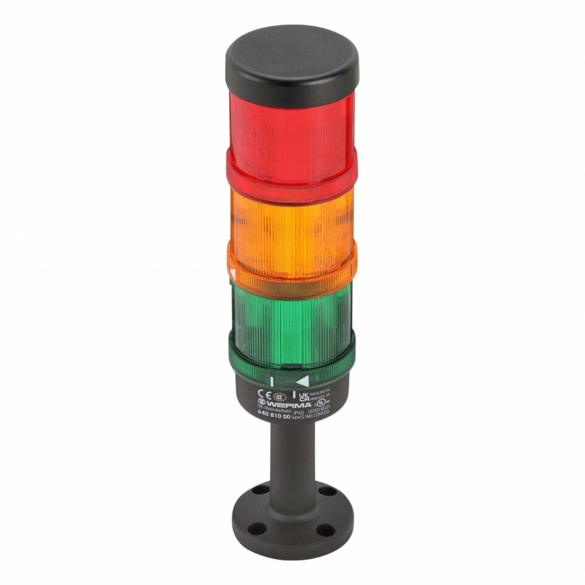 WERMA, 3 Tier, Green/Red/Yellow, Tower Light Assembly - 452T55|64924005 ...