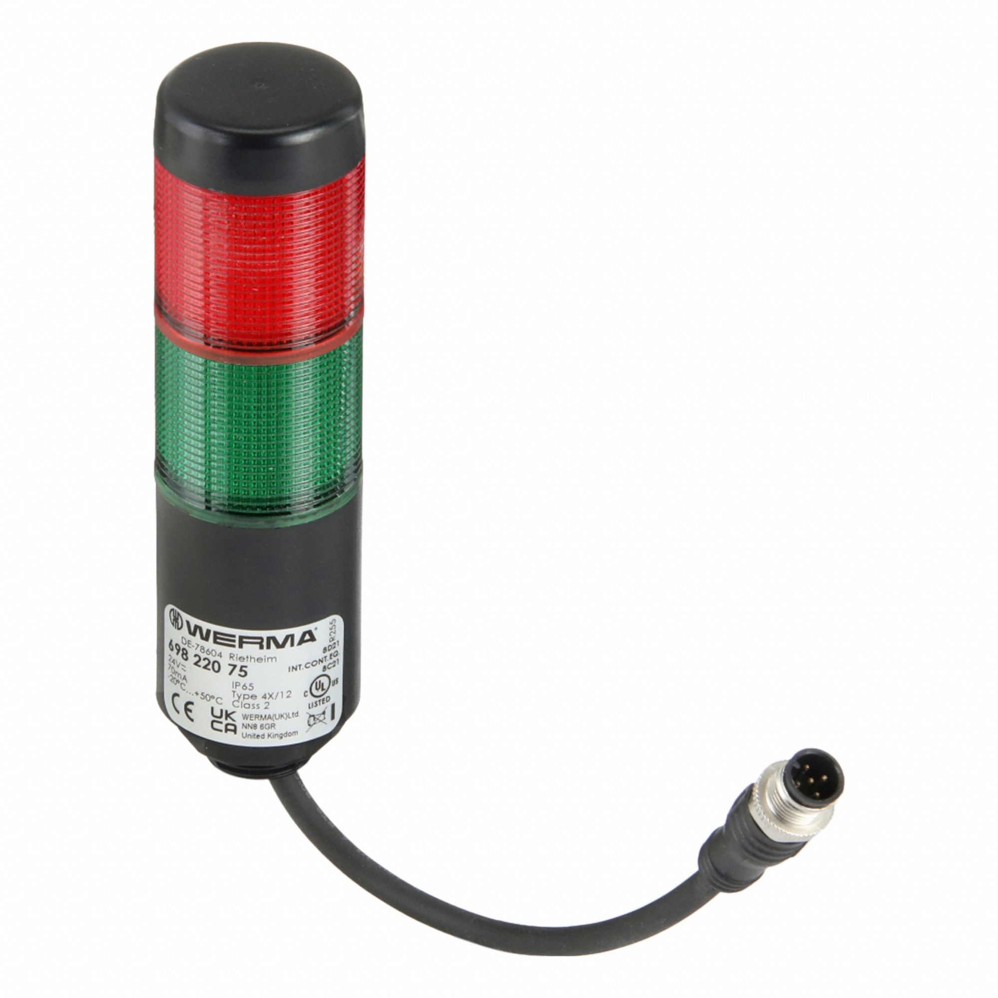 WERMA, 2 Tier, Green/Red, Tower Light Assembly - 452T77|69822075 - Grainger