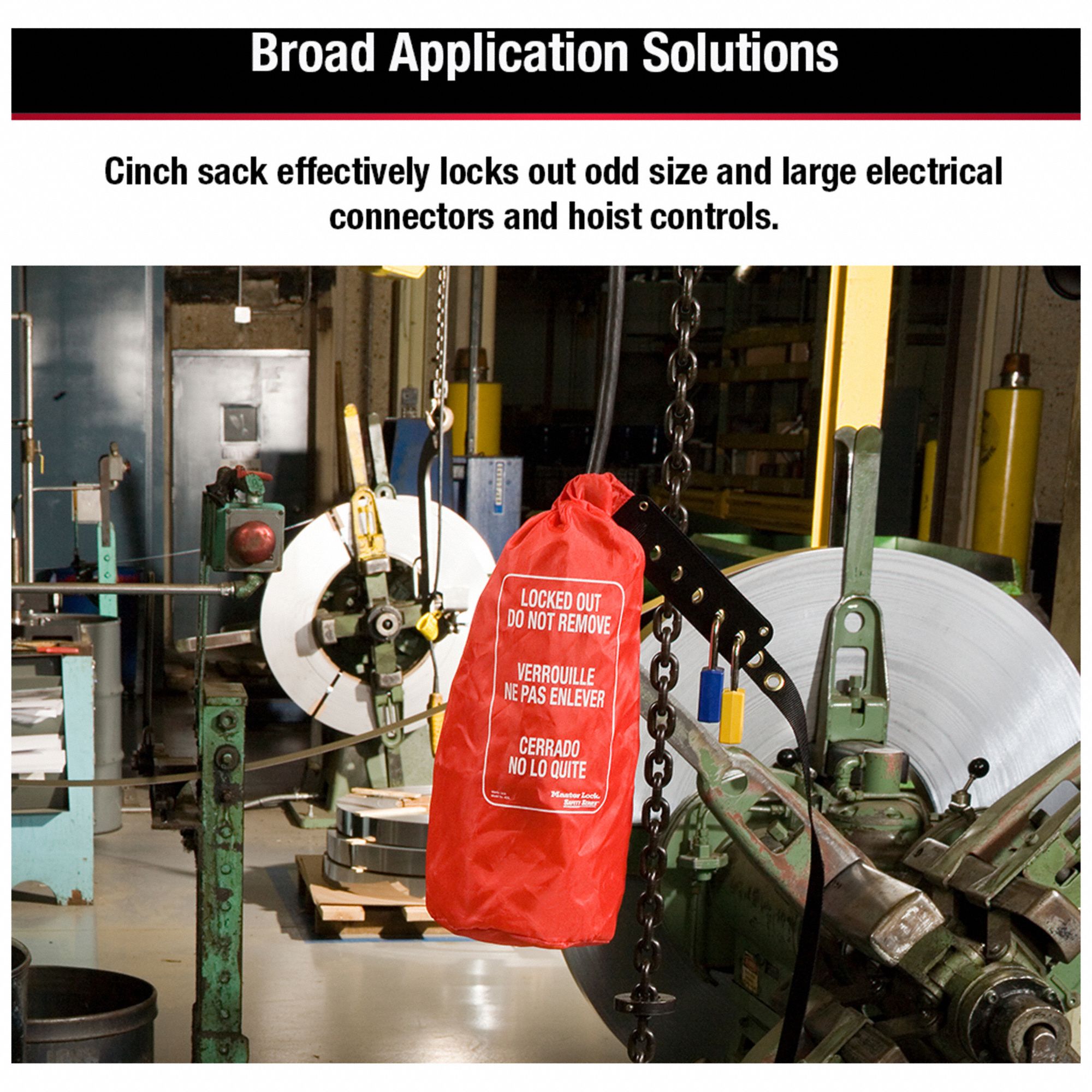 MASTER LOCK Oversize Plug and Hoist Control Lockout: 17 in Ht, 9 1/2 in ...