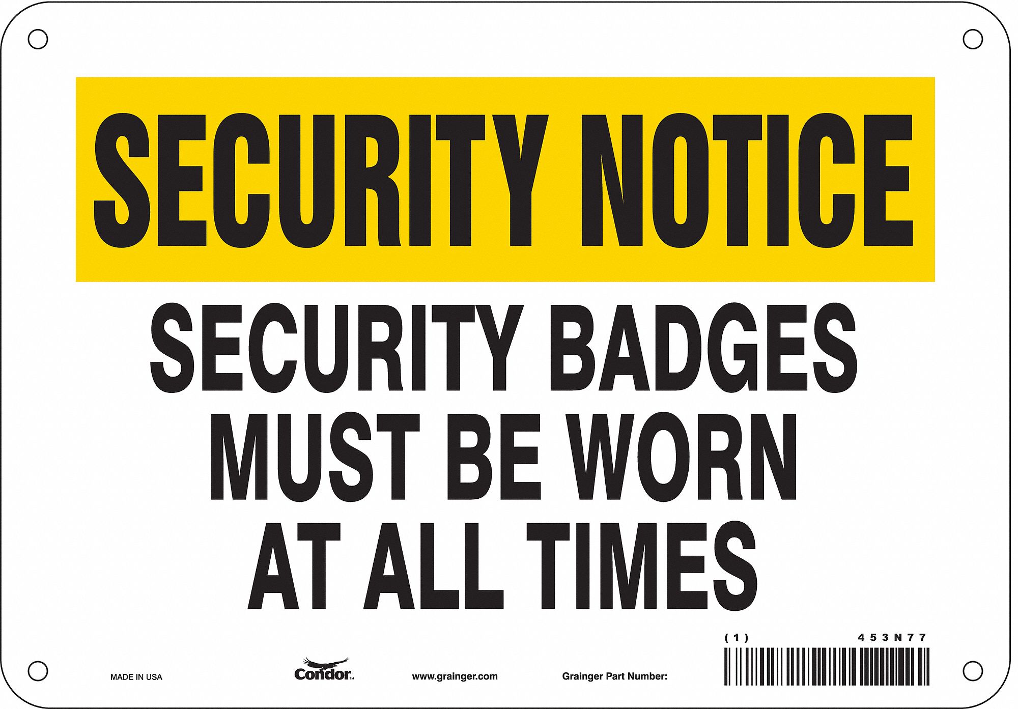 Aluminum, Mounting Holes Sign Mounting, Safety Sign - 453N77|453N77 ...