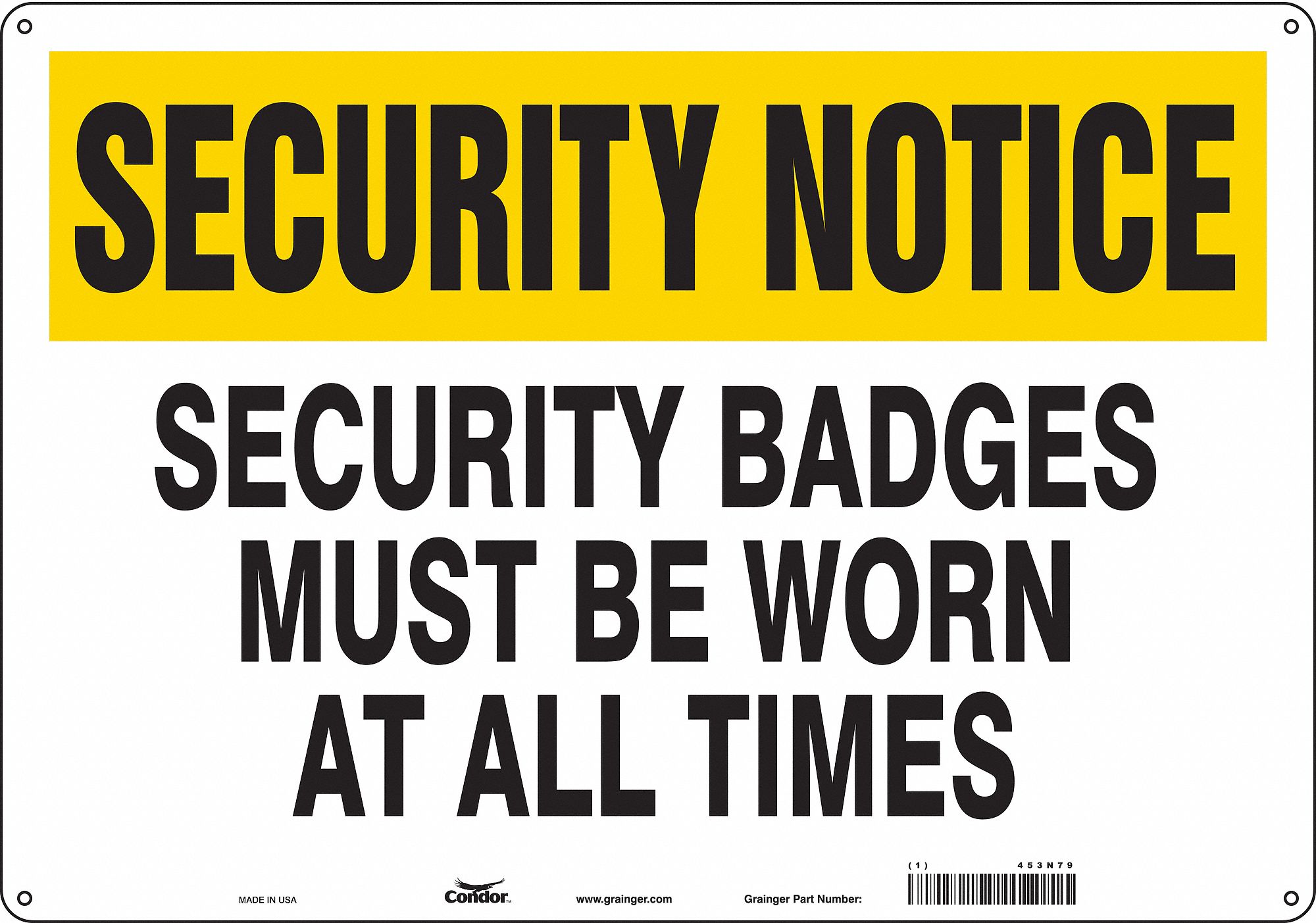 Aluminum, Mounting Holes Sign Mounting, Safety Sign - 453N79|453N79 ...