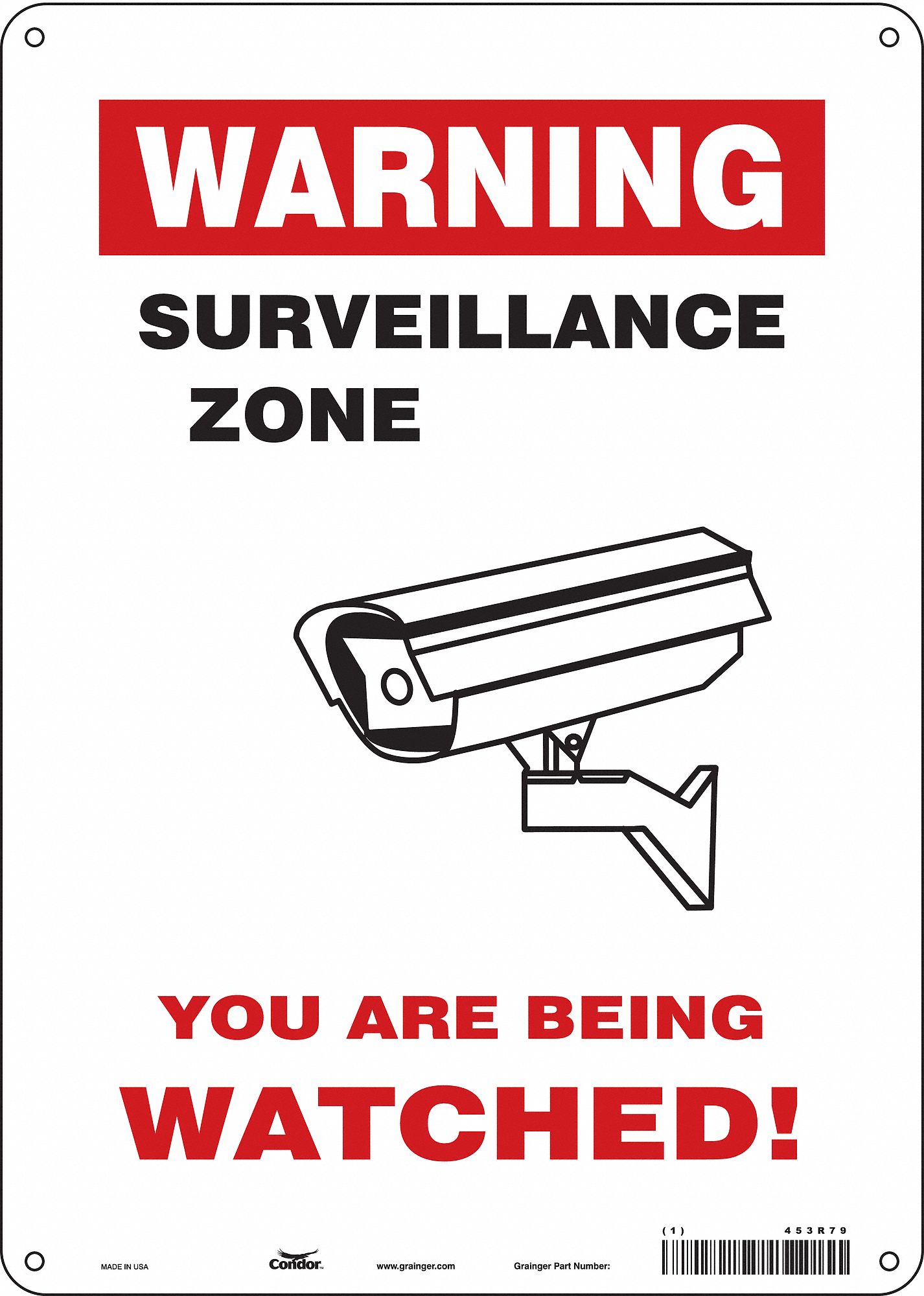 CONDOR Security Sign, Surveillance Zone You Are Being Watched!, Sign ...