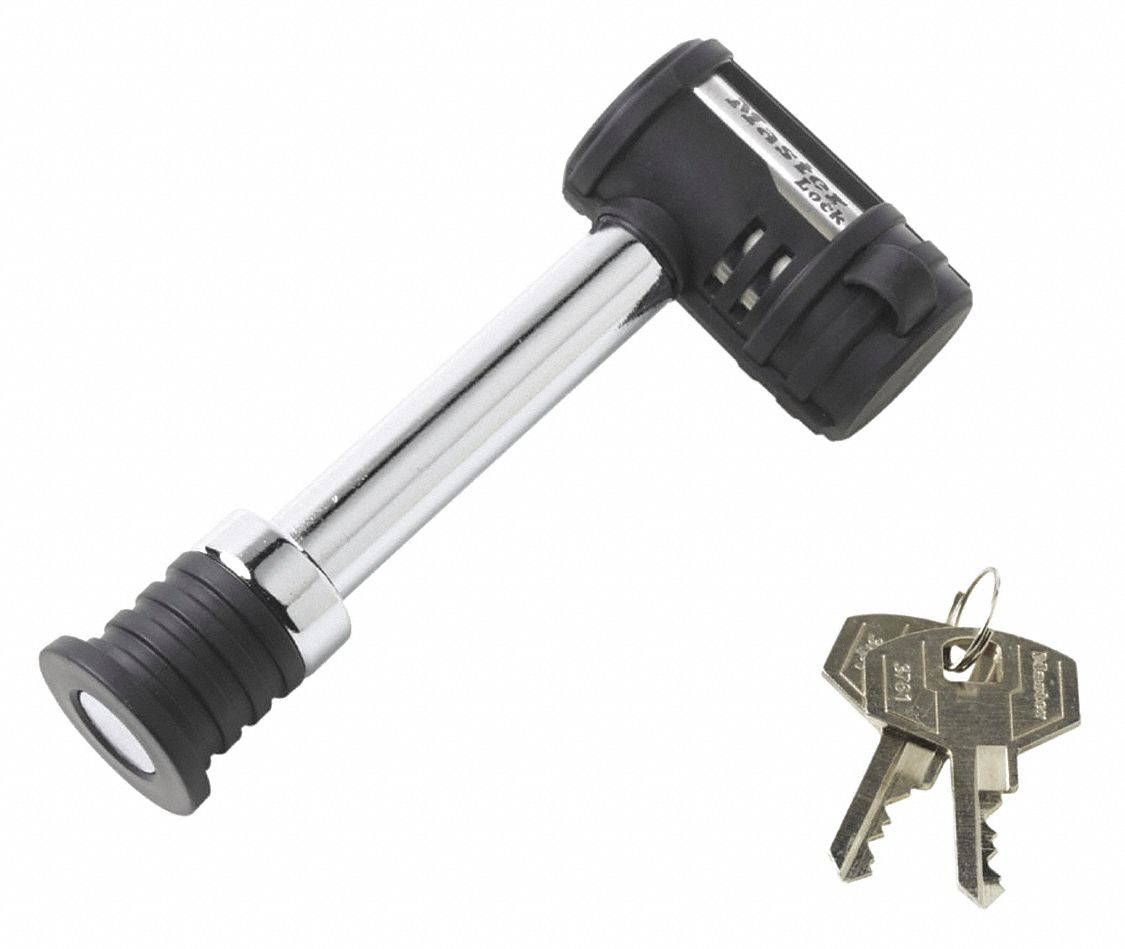 MASTER LOCK Trailer Receiver Lock: Barbell, 5/8 in, Chrome, (2) Keys ...