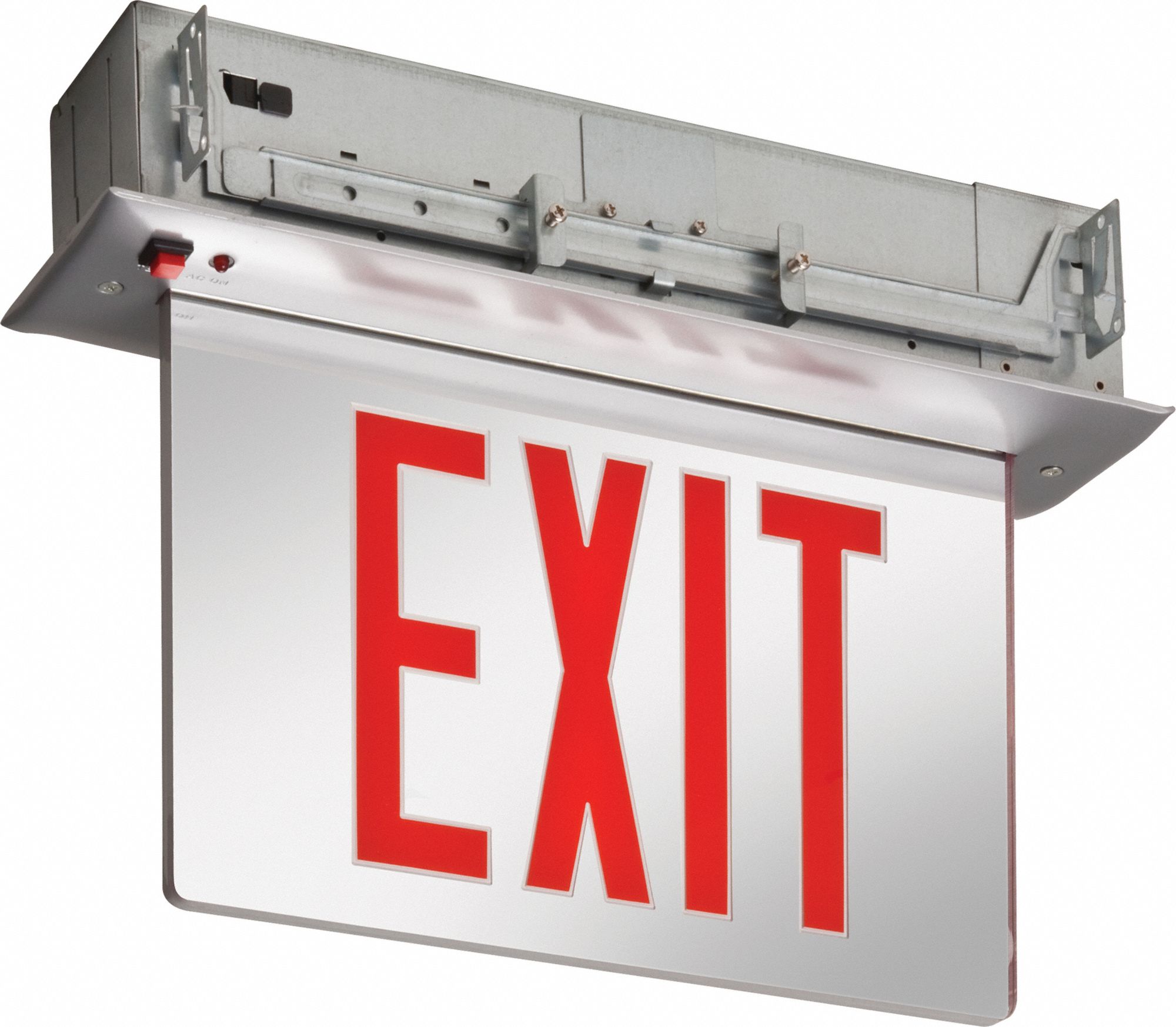 LITHONIA LIGHTING Exit Sign: 2 Faces, Red, Aluminum, Universal Field ...