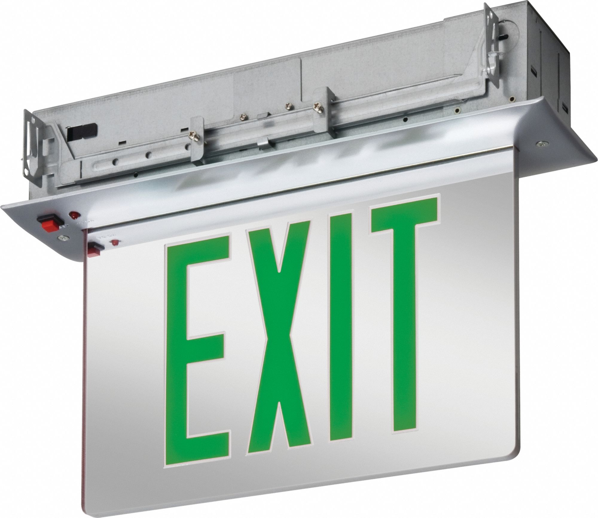 LITHONIA LIGHTING Exit Sign: 2 Faces, Green, Aluminum, Universal Field ...