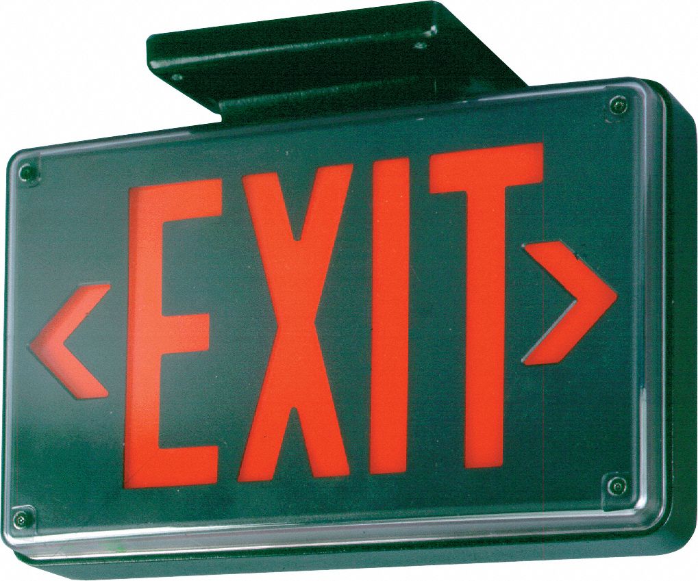 LITHONIA LIGHTING Exit Sign: Red, 1 Faces, Emergency Battery Backup ...