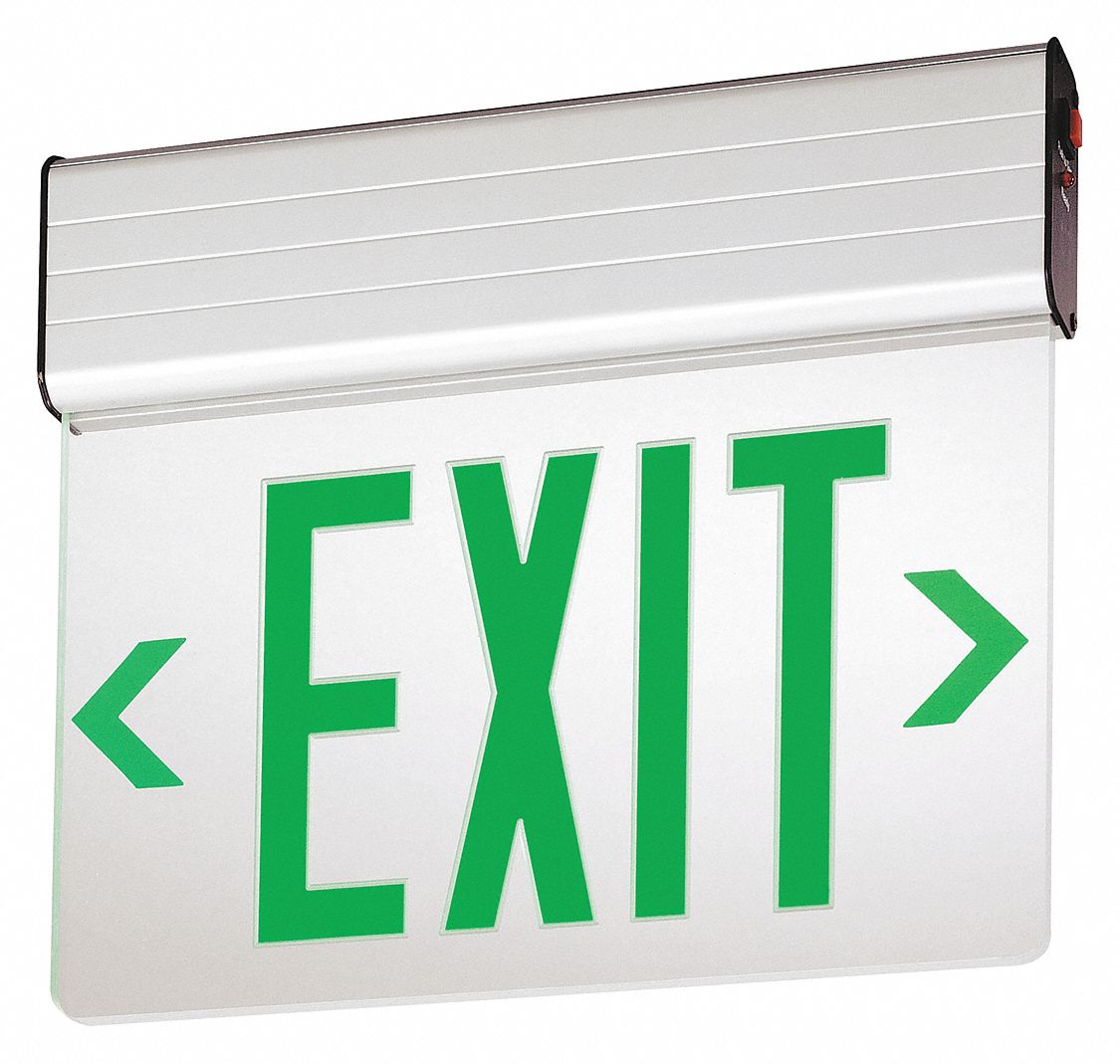 LITHONIA LIGHTING Exit Sign: 1 Faces, Green, Aluminum, Universal Field ...