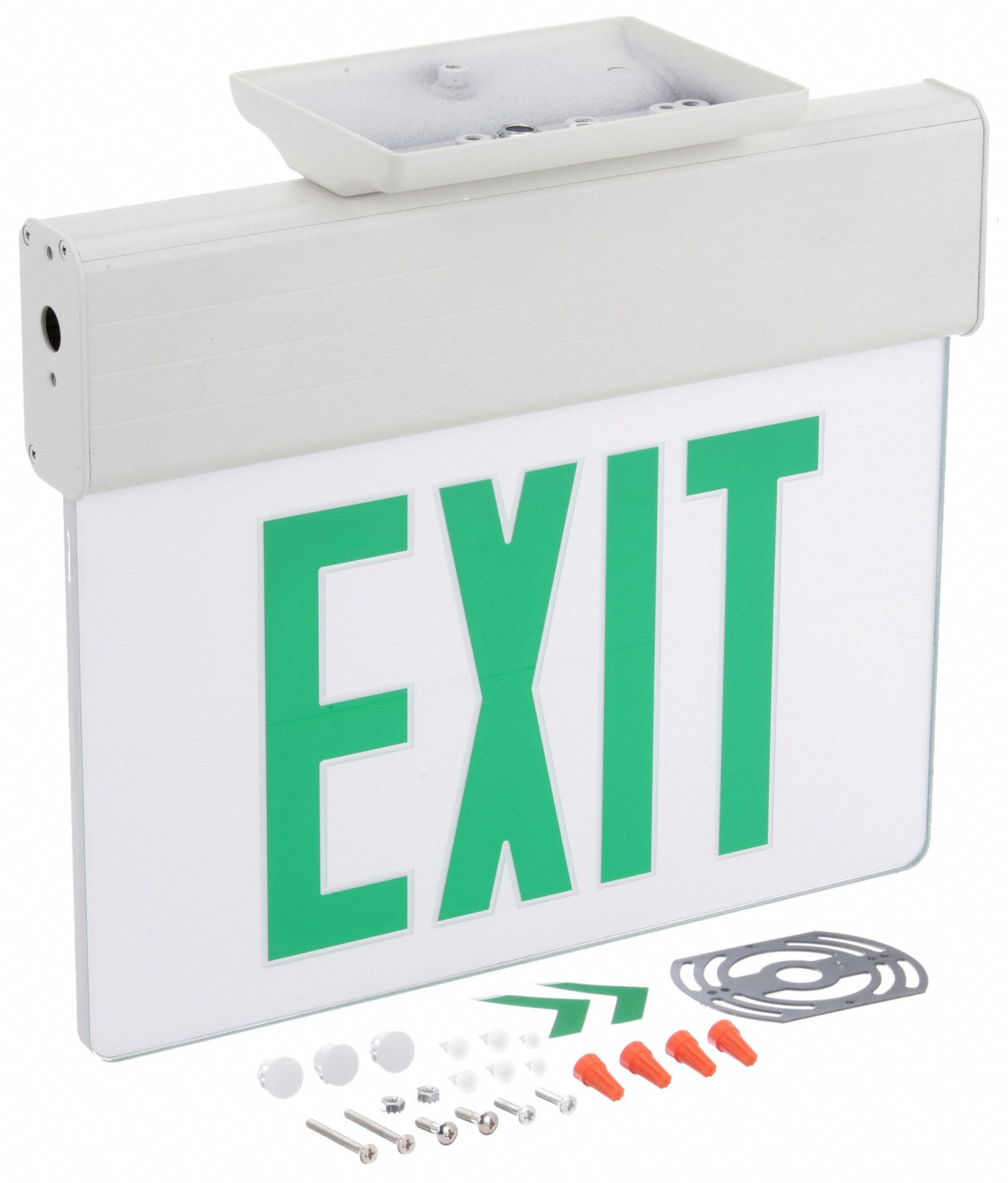 LITHONIA LIGHTING Exit Sign: 1 Faces, Green, Aluminum, Universal Field ...