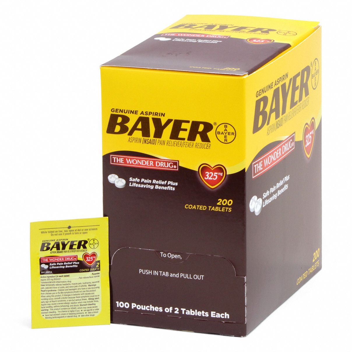 BAYER, Aspirin, 325 mg, Bayer Pain Relief - 3XKX2|45647 - Grainger
