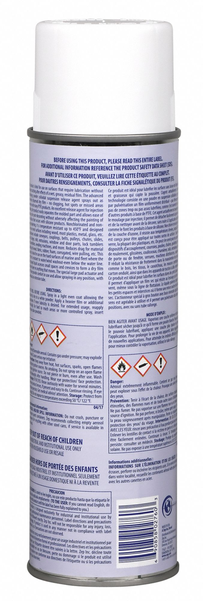 ZEP General Purpose Dry Lubricant: -50° to 500°F, No Additives, 11 oz ...