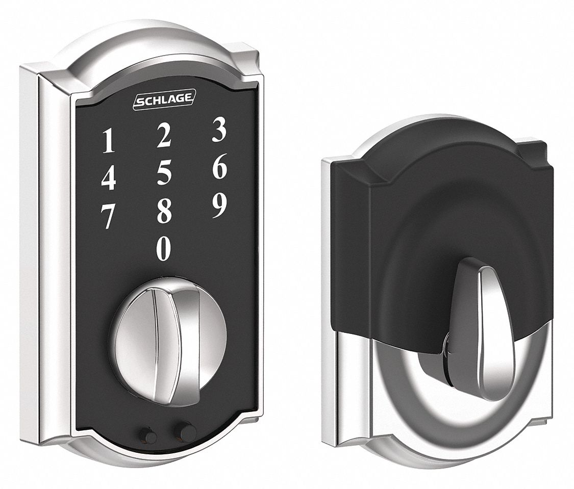 SCHLAGE RESIDENTIAL, 1 3/4 in Door Thick - Max, Push Button, Electronic ...