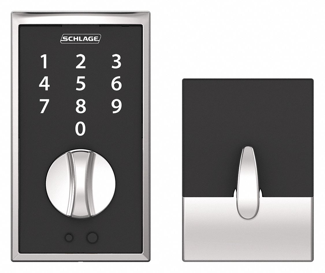 SCHLAGE RESIDENTIAL, 1 3/4 in Door Thick - Max, Push Button, Electronic ...