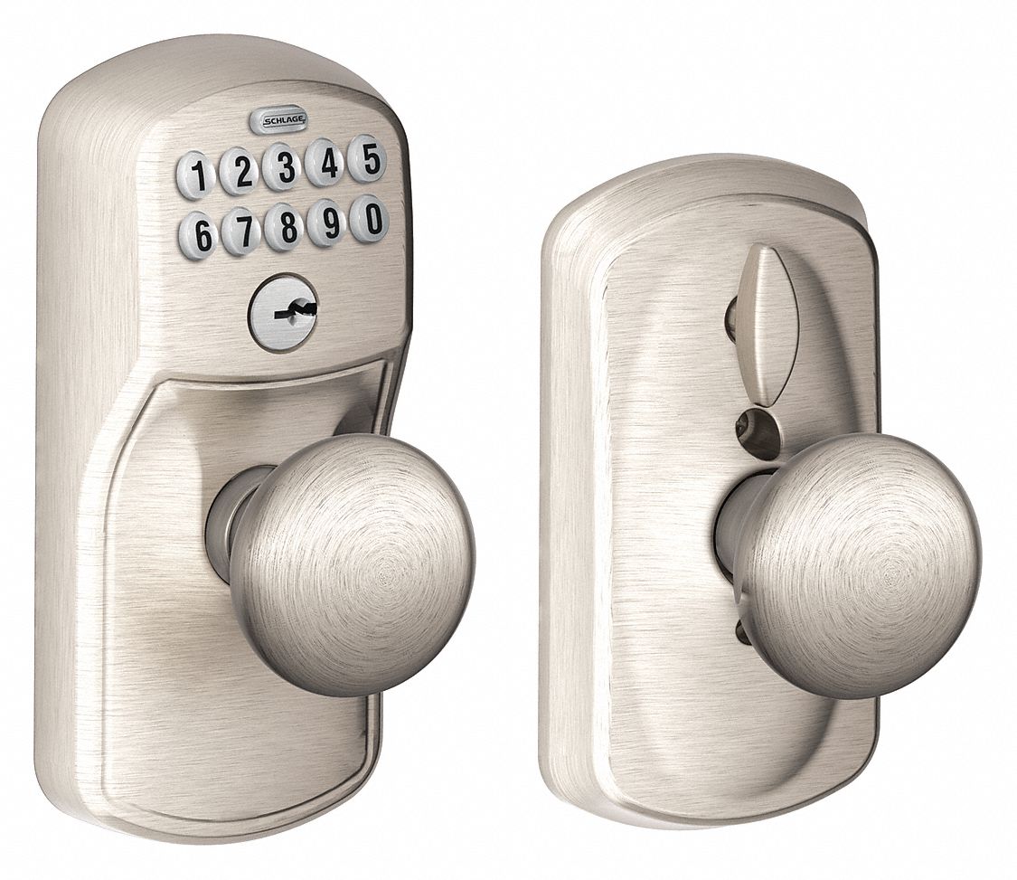 SCHLAGE RESIDENTIAL, Nickel, Keypad Knob - 457F99|FE595 PLY619PLY ...