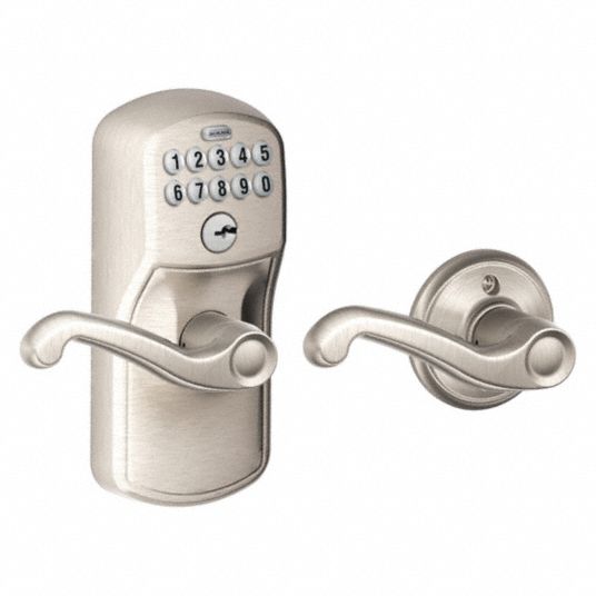 SCHLAGE RESIDENTIAL, Keypad, Nickel, Electronic Keyless Lock - 457G09 ...