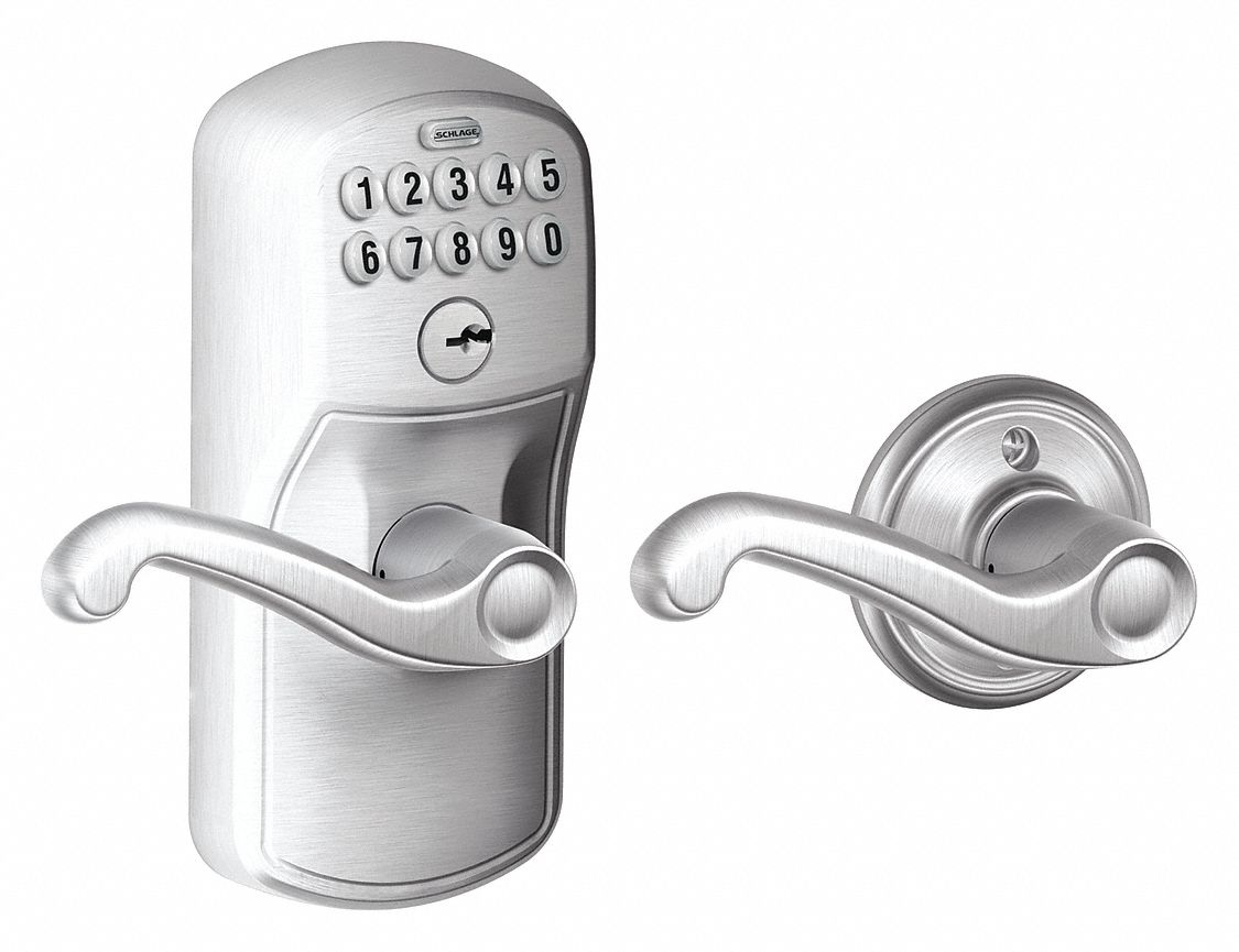 SCHLAGE RESIDENTIAL, Keypad, Chrome, Electronic Keyless Lock - 457G10 ...