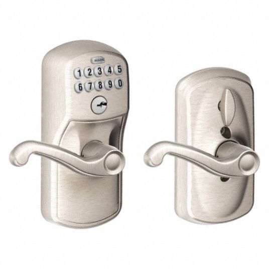 SCHLAGE RESIDENTIAL, Keypad, Nickel, Electronic Keyless Lock - 457G21 ...