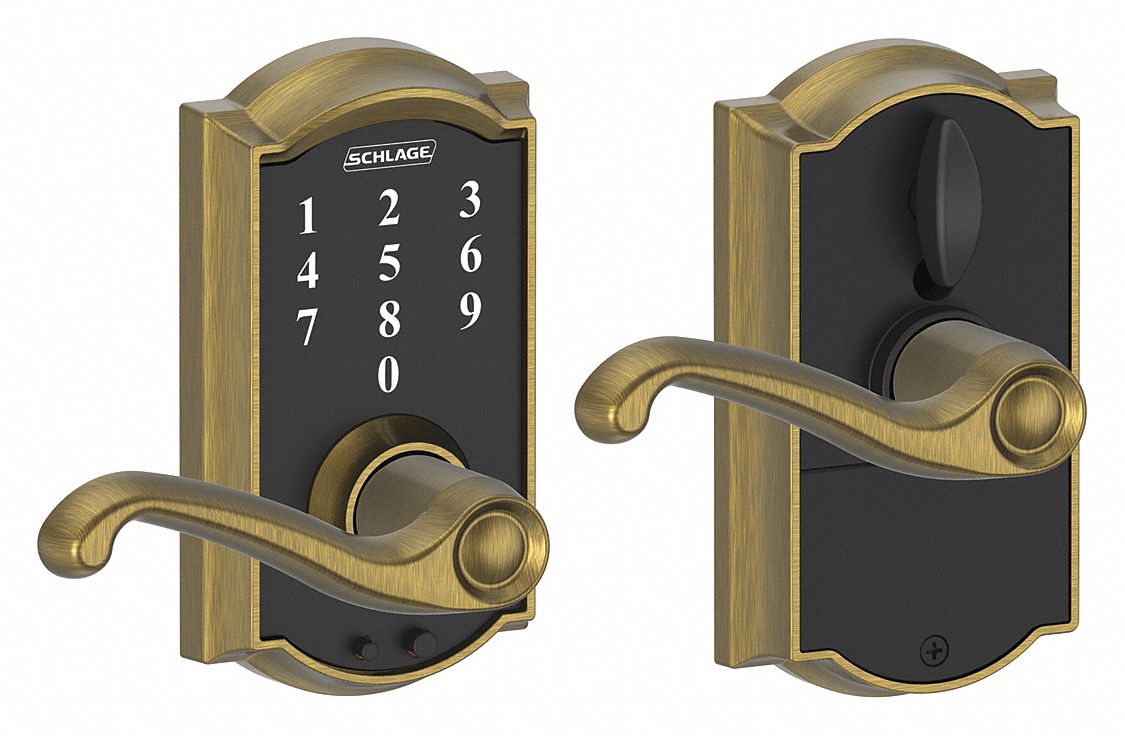 SCHLAGE RESIDENTIAL, Touch Screen Keypad, Brass, Electronic Keyless ...