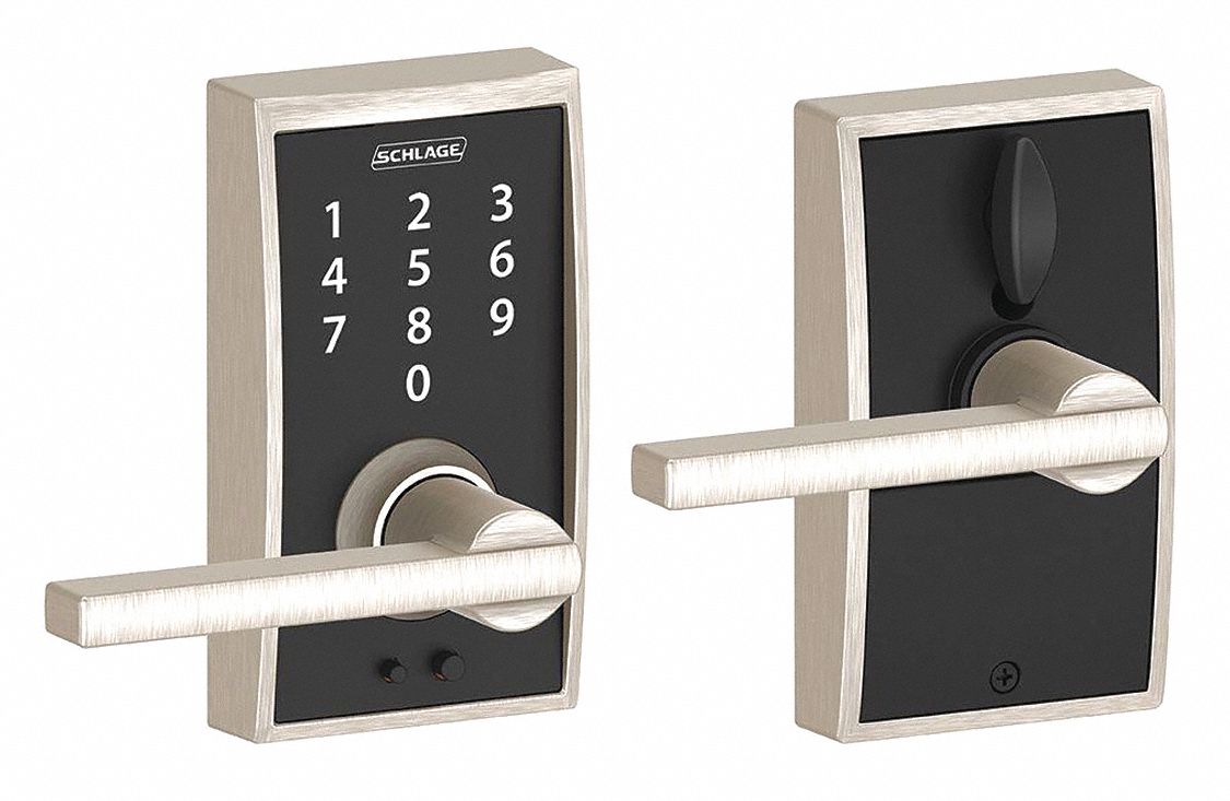 SCHLAGE RESIDENTIAL, Touch Screen Keypad, Nickel, Electronic Keyless ...