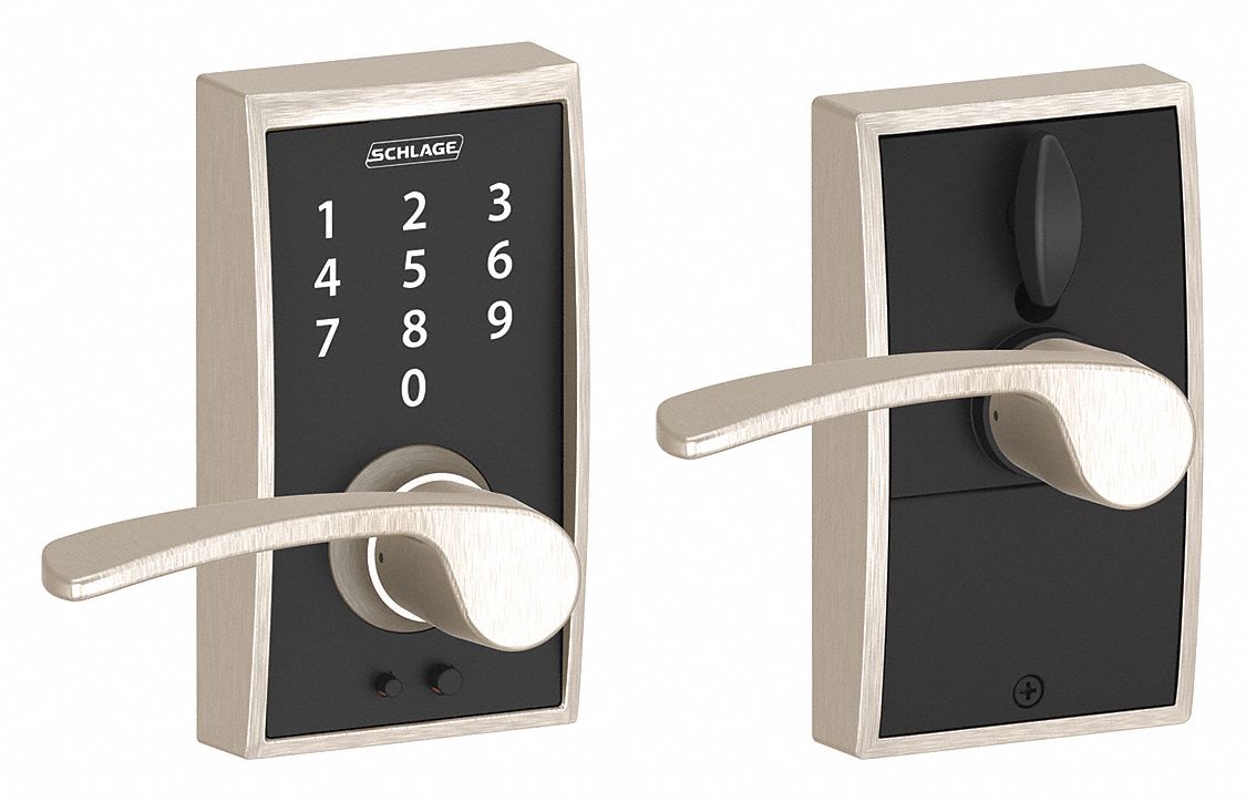 SCHLAGE RESIDENTIAL, Touch Screen Keypad, Nickel, Electronic Keyless ...
