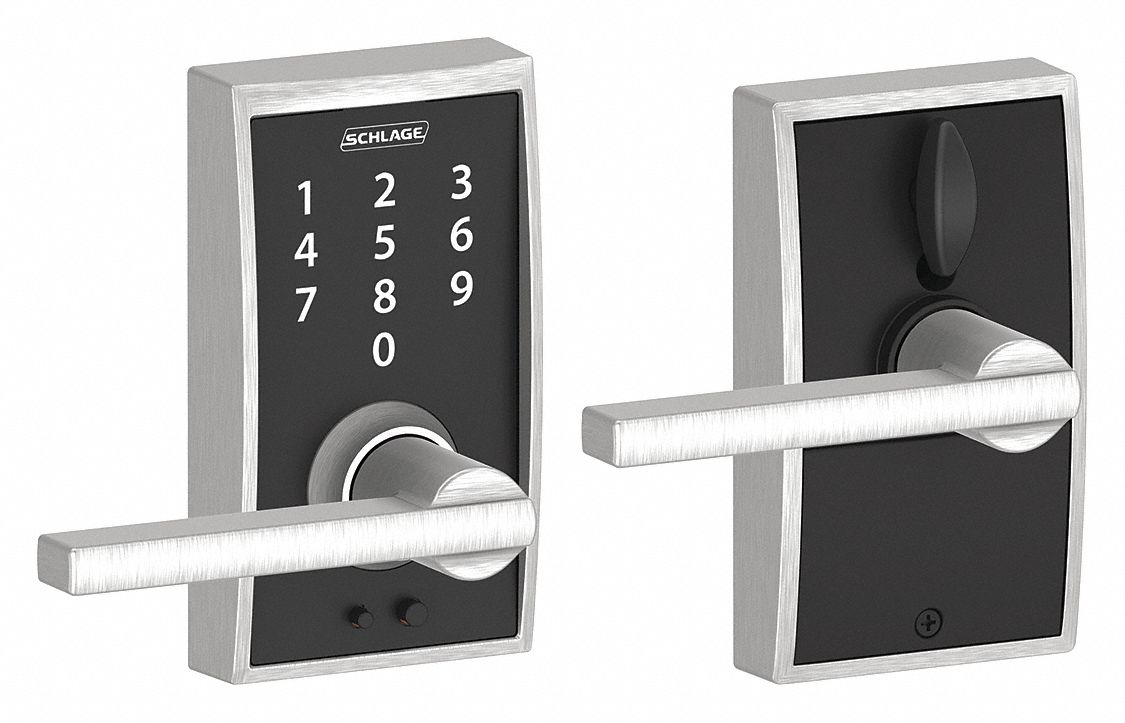SCHLAGE RESIDENTIAL, Touch Screen Keypad, Chrome, Electronic Keyless ...