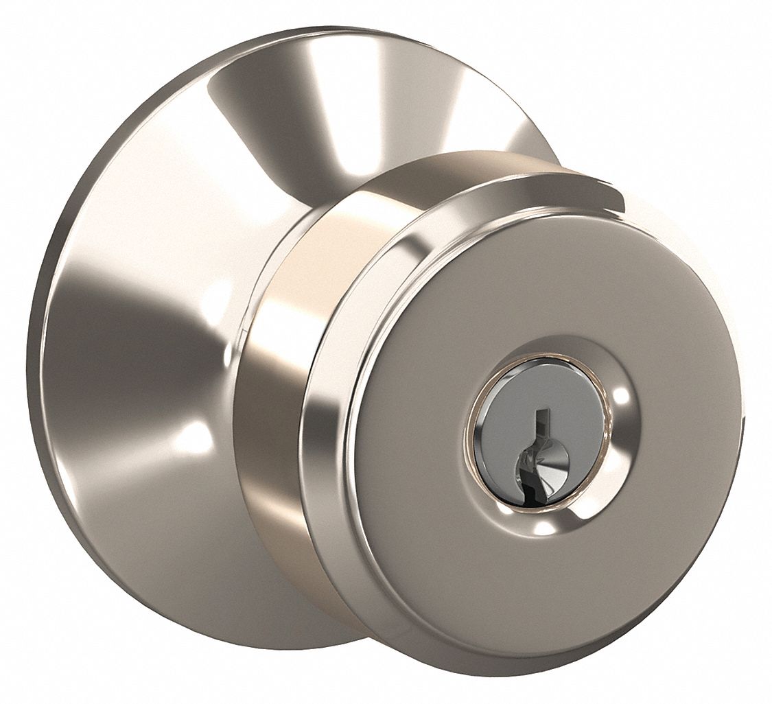 SCHLAGE RESIDENTIAL, Office Knob Locksets, Nickel, Door Lockset ...