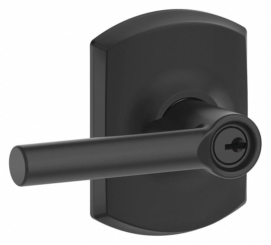 SCHLAGE RESIDENTIAL, Office Lever Locksets, Black, Door Lockset ...