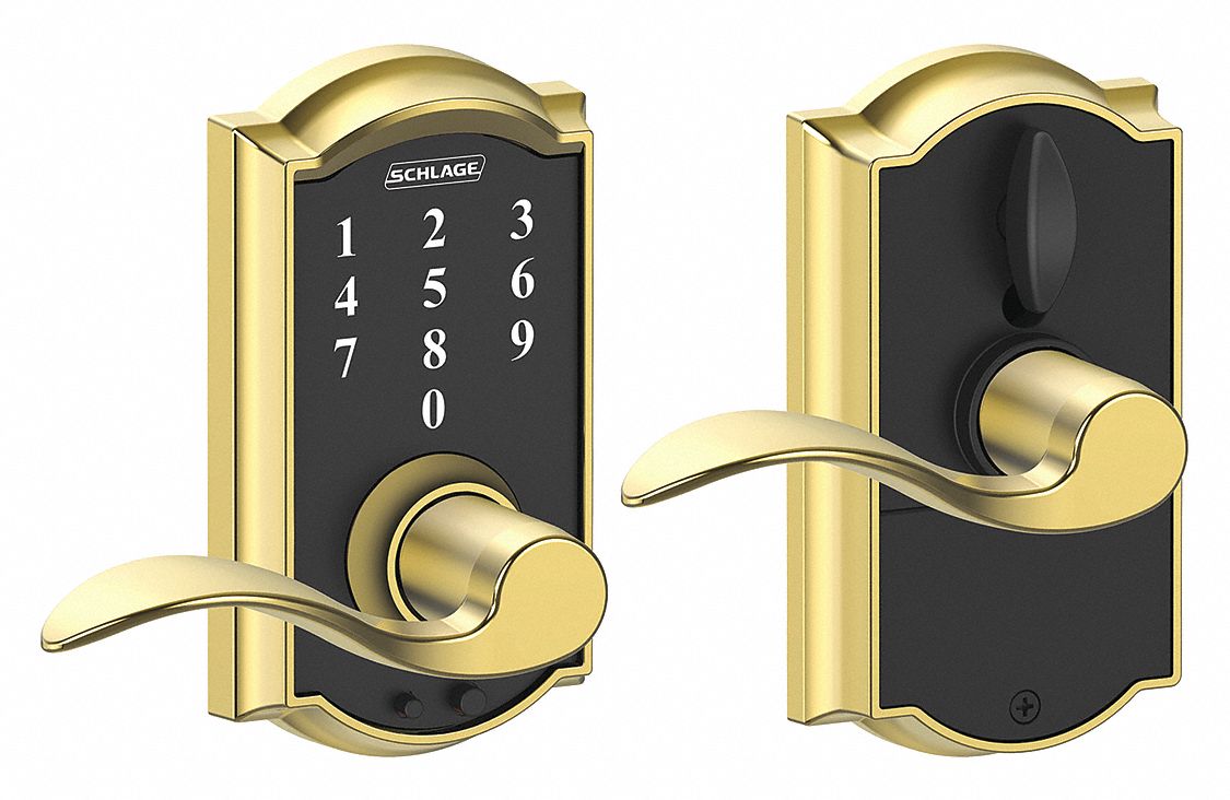 SCHLAGE RESIDENTIAL, Touch Screen Keypad, Brass, Electronic Keyless ...