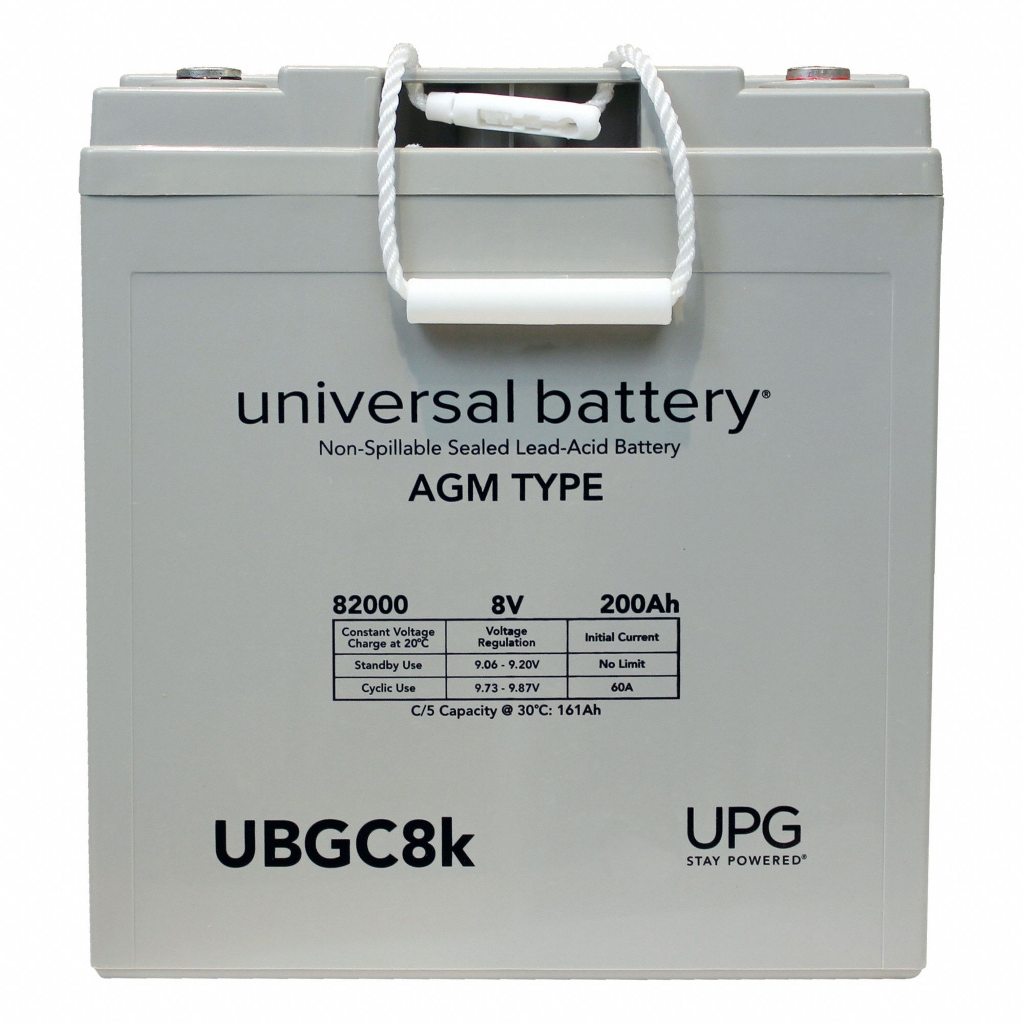 UPG, 8V DC, 200 Ah Capacity, Sealed Lead Acid Batteries - 830DT9|45968 ...