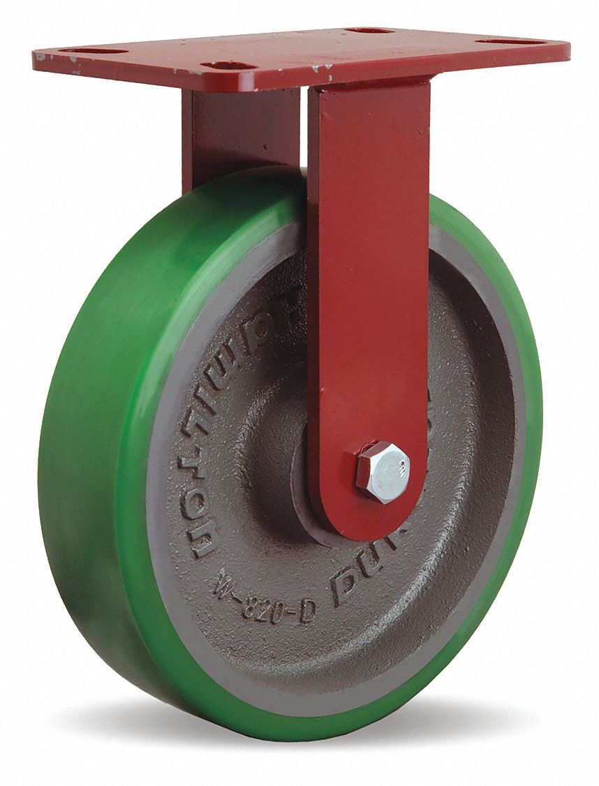 Plate Caster, Rigid, Polyurethane, 1500 lb, 8 in Wheel Dia. - Grainger