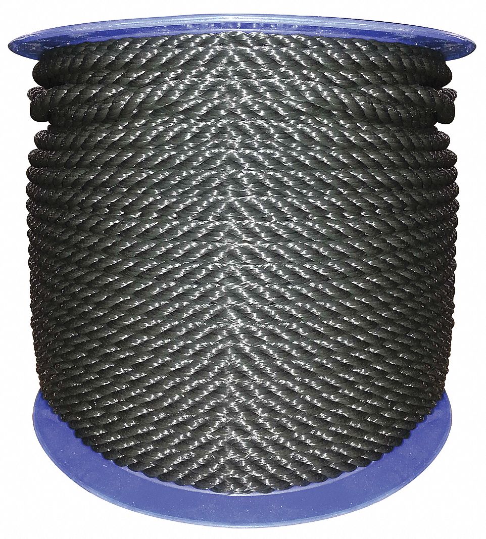 Twisted, 3/8 in Dia, General Purpose Utility Rope - 45AU98|340120-Blk ...