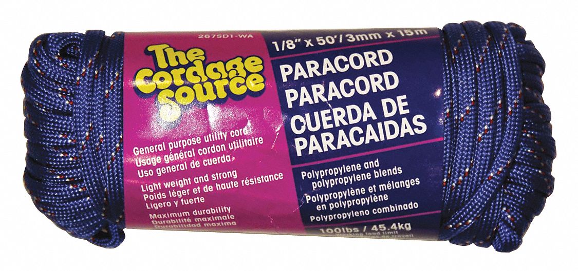 APPROVED VENDOR ROPE,50FT,BLK/BL/RD/ORNG,20LB,POLYOLEFIN - Ropes ...