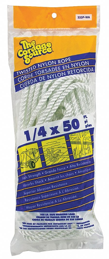 Twisted, 1/4 in Dia, General Purpose Utility Rope - 45AV42|333P-WA ...