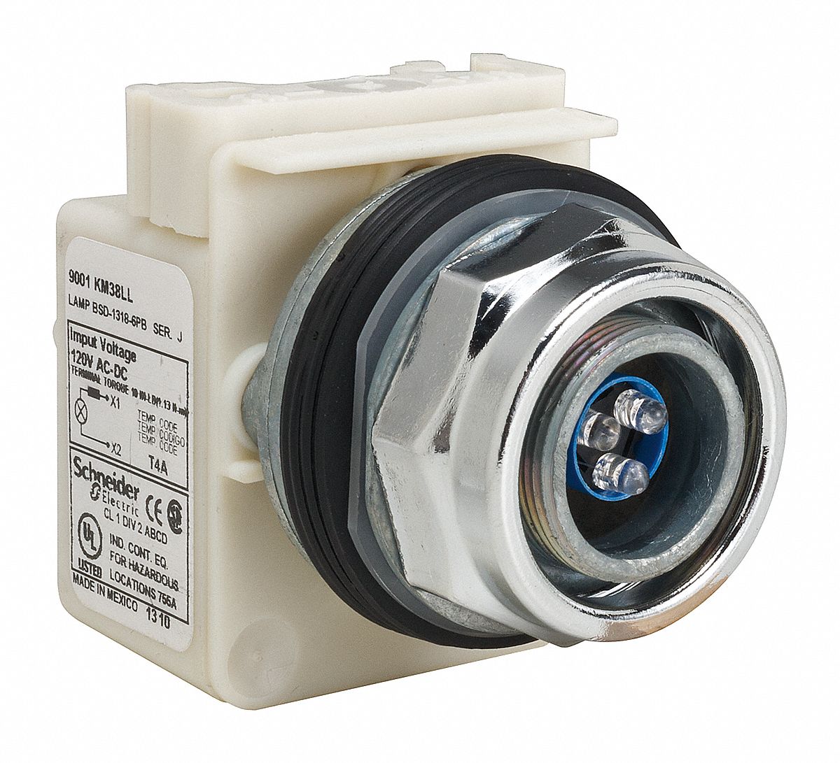 SCHNEIDER ELECTRIC, 30 mm Panel Mounting Size, Blue, Pilot Light ...