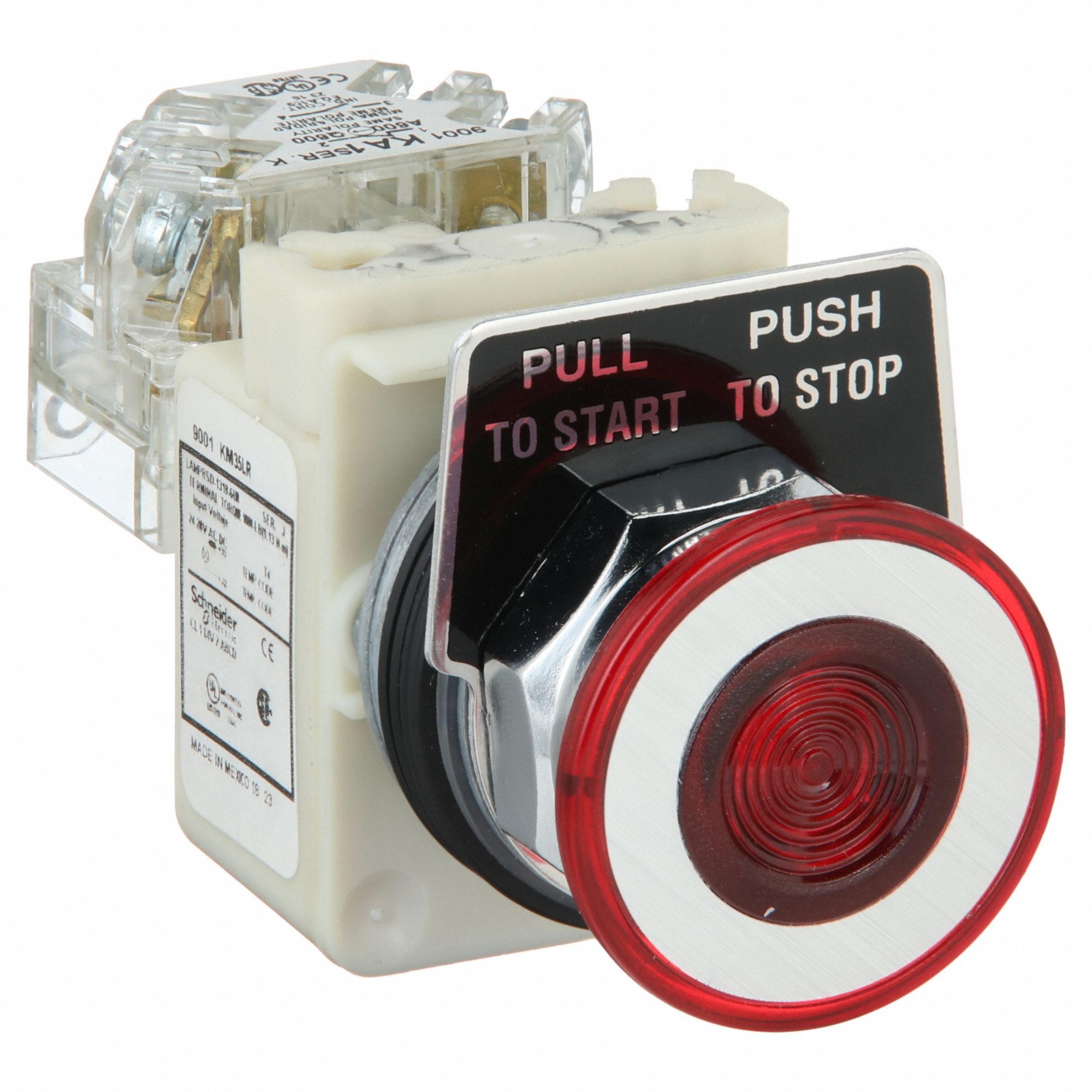 SCHNEIDER ELECTRIC, Illuminated, Mushroom Head Profile, Mushroom Head Push Button - 45C525 ...