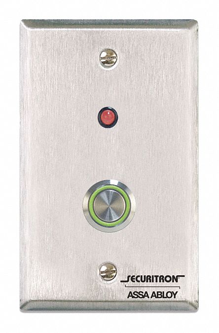 SECURITRON, 4 1/2 in Ht, 5/8 in Dp, Exit Push Button - 45CG58|PB4L-2 ...