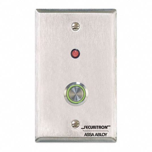 SECURITRON, 4 1/2 in Ht, 5/8 in Dp, Exit Push Button - 45CG58|PB4L-2 ...