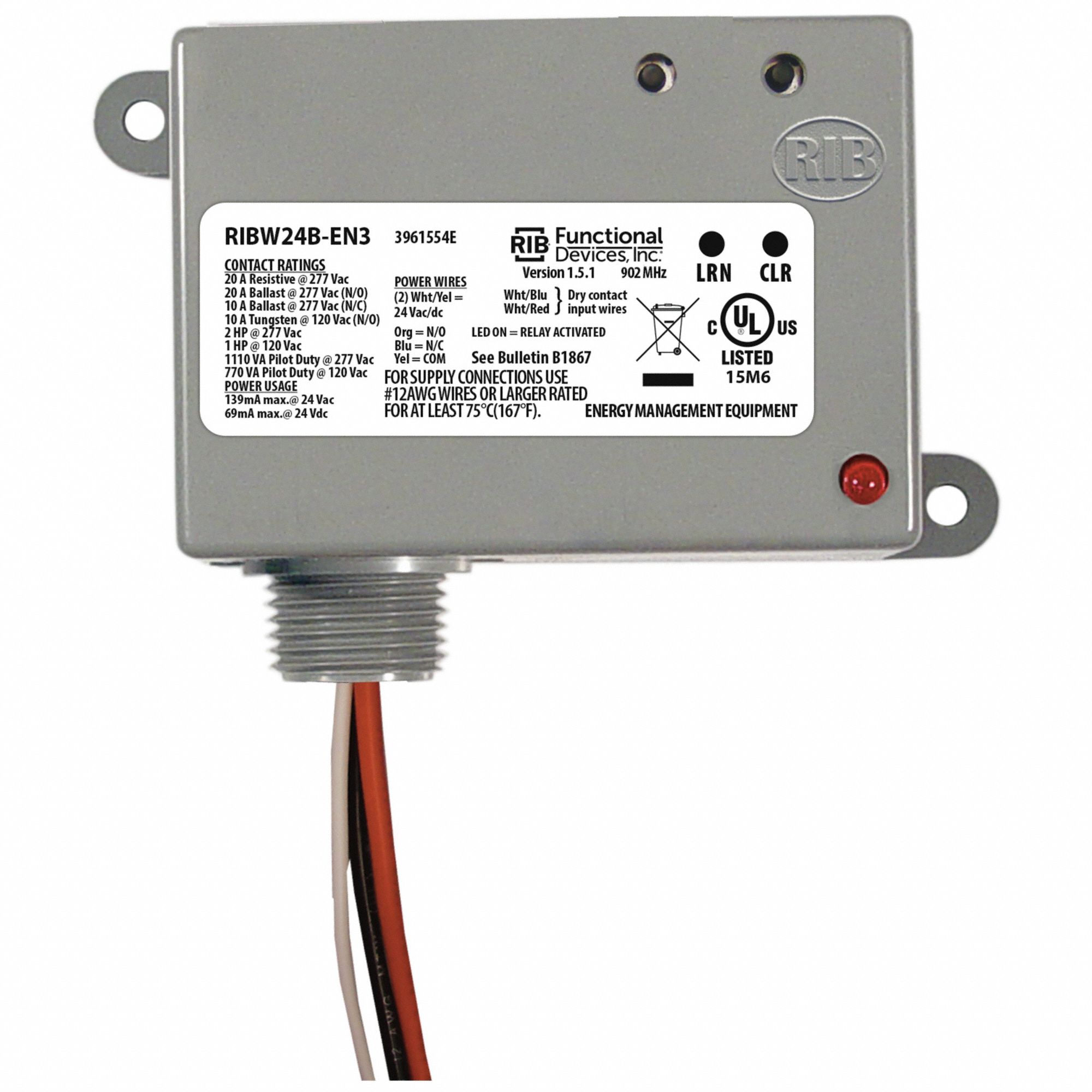 RIB, 20 A Current Rating, 24V AC/DC, Wireless Relay and Transmitter ...