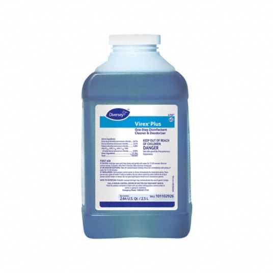 DIVERSEY Quat Cleaner and Disinfectant Concentrate: Virex, 45, Fits J ...
