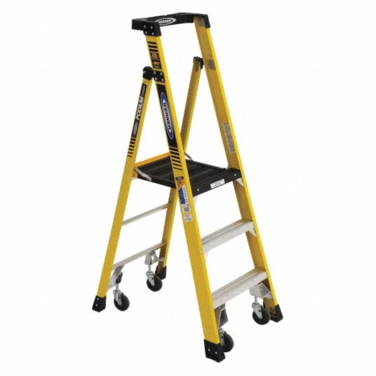 WERNER, 5 ft Ladder Size, Fiberglass, Podium Stepladder - 45ED69|PD7303 ...