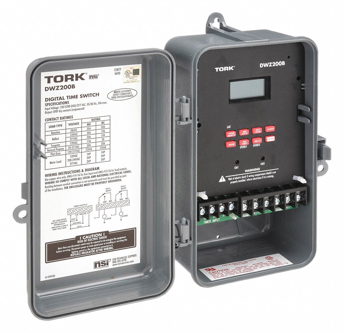 TORK, 2 Channels, 120 to 277V AC, Electronic Timer - 45EJ73|DWZ200B ...