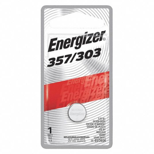ENERGIZER, 357 Battery Size, Silver Oxide, Button Cell Battery - 45EJ87 ...