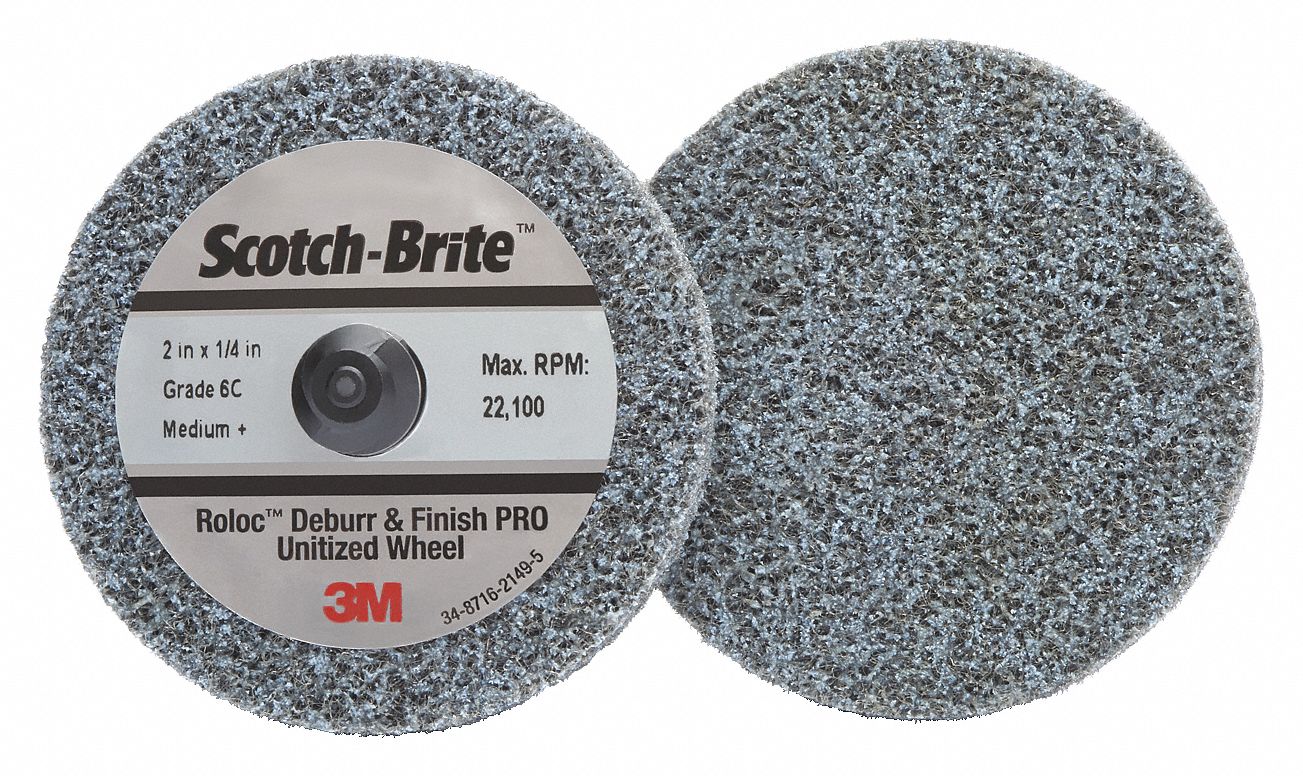 SCOTCH-BRITE, 2 in Dia x 1/4 in W, TR Quick-Change, Unitized Wheel ...