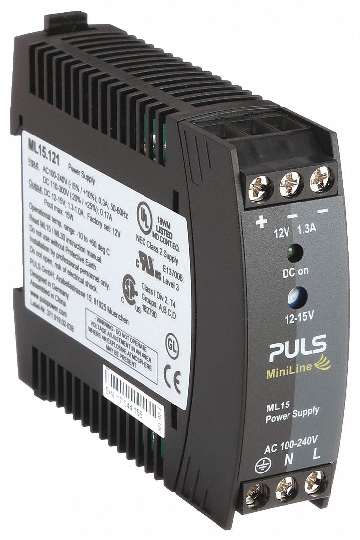 PULS, DIN Rail, 15 W Output Power - Rated, DC Power Supply - 45ET71 ...