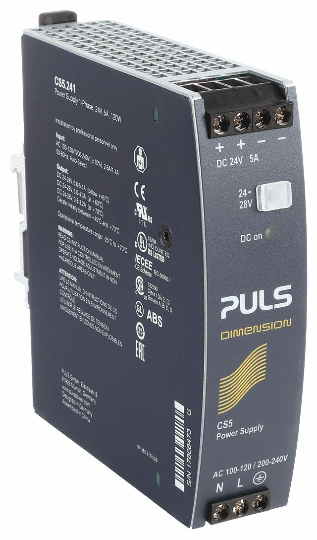 PULS, DIN Rail, 120 W Output Power - Rated, DC Power Supply - 45ET80|CS5.241 - Grainger