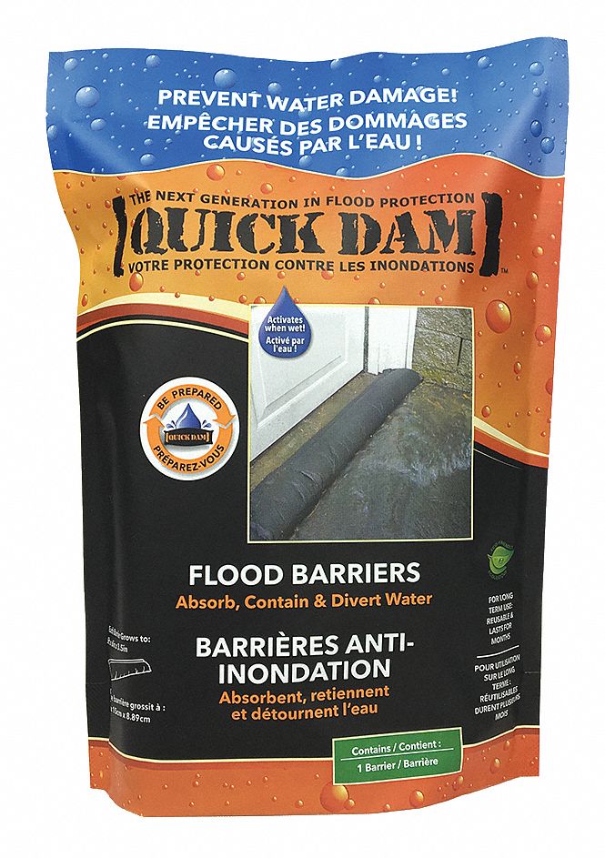 QUICK DAM Water Act Flood Barrier,3-1/2"Hx10ftL - 45EU48|QD610-1ES ...