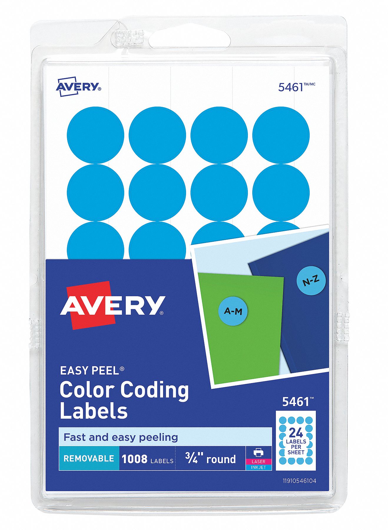 AVERY, Light Blue, 3/4 in Label Ht, Laser/Inkjet Label - 45EU58 ...